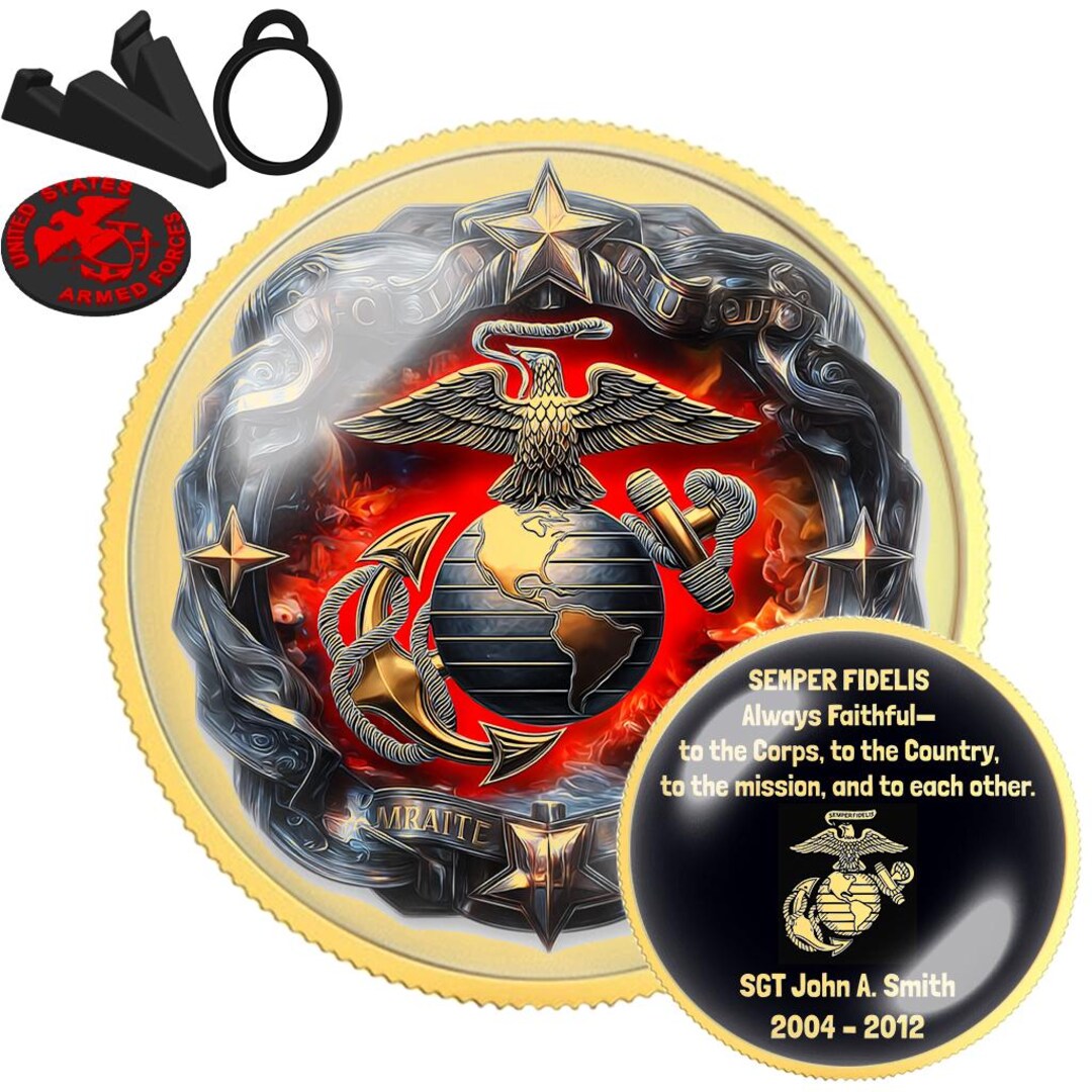 Custom Usmc Marine Corps Challenge Coin, Semper Fi Coin, Eagle Globe ...