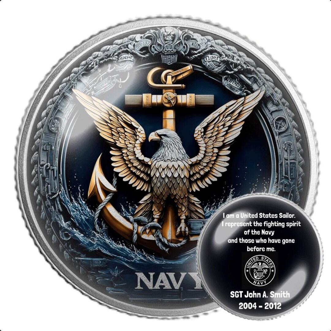U.S. Navy Sailor’s Creed Challenge Coin – Personalized 40mm Custom Navy ...