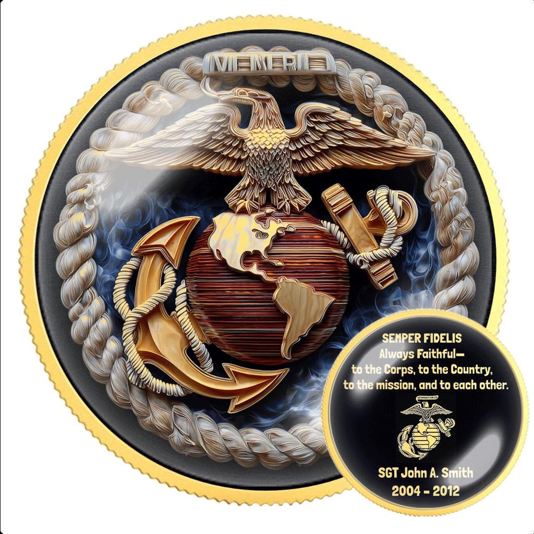 Personalized USMC Challenge Coin – Semper Fidelis Military Gift (40mm ...