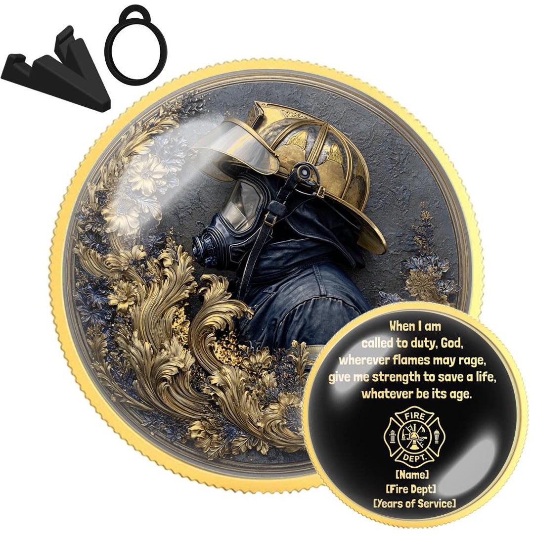 Thin Red Line Firefighter Coin | Custom Engraving | Fire Dept ...