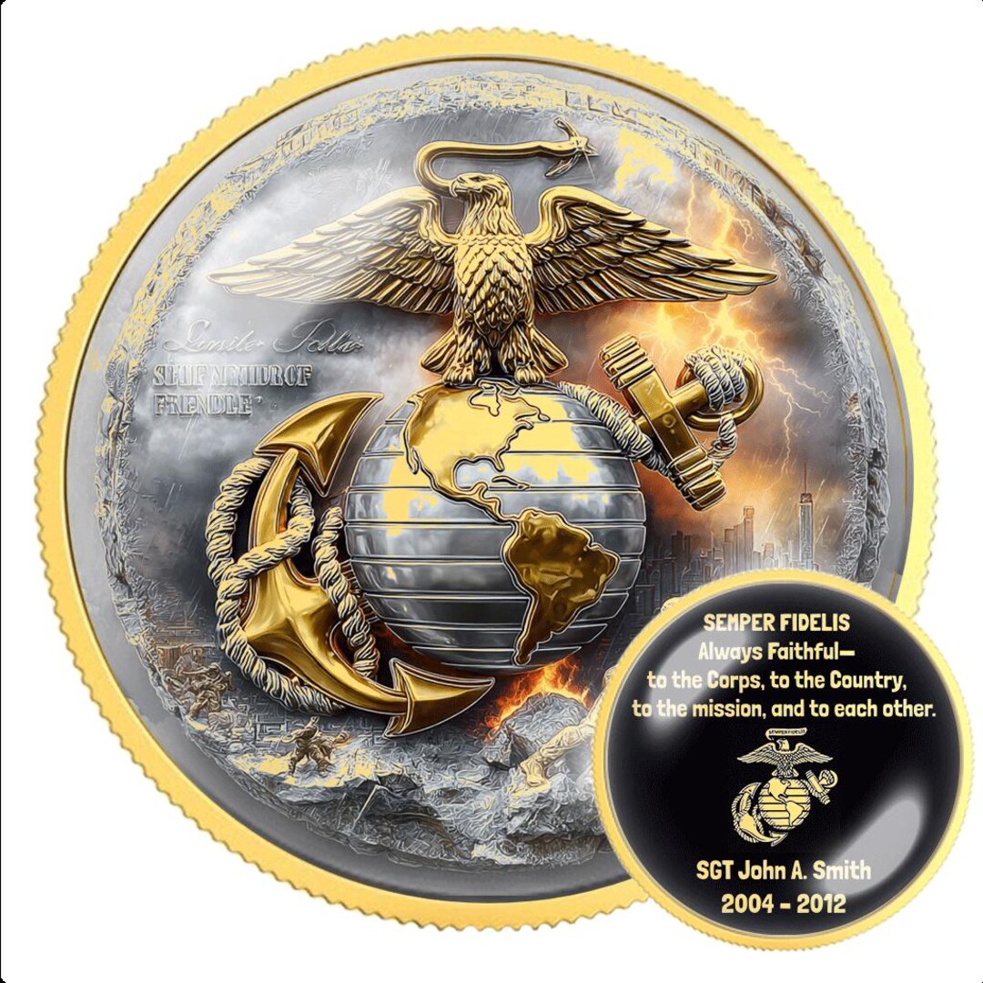 Custom Usmc Marine Corps Challenge Coin, Semper Fi Coin, Eagle Globe ...