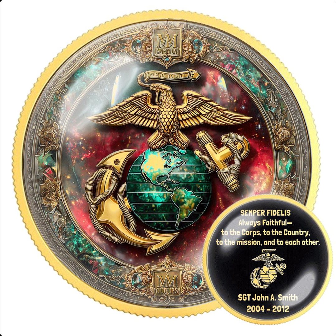 US Marine Corps Challenge Coin – Semper Fidelis, Personalized Veteran ...