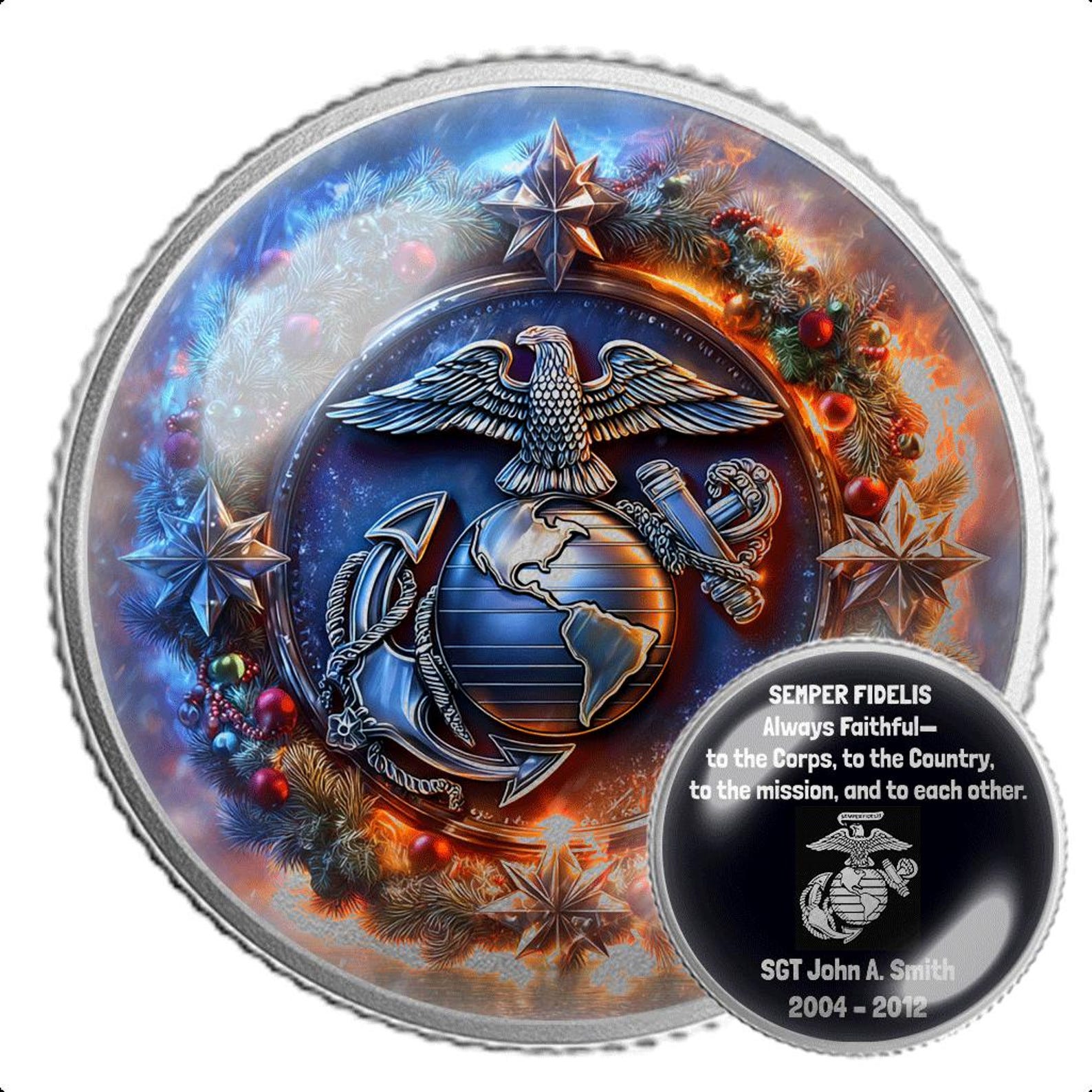 Personalized U.S. Marine Corps Christmas Challenge Coin – Semper ...