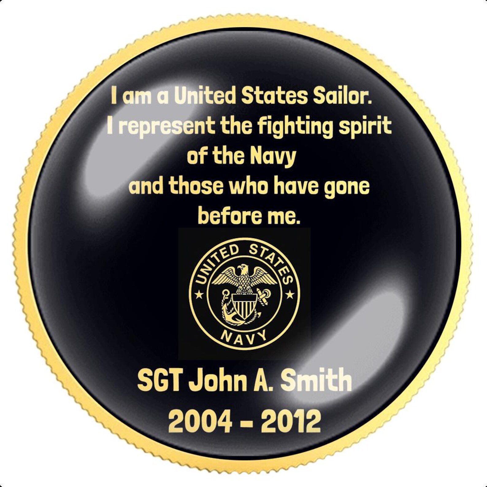 Personalized U.S. Navy Sailor's Creed Challenge Coin – Veteran Gift - Etsy