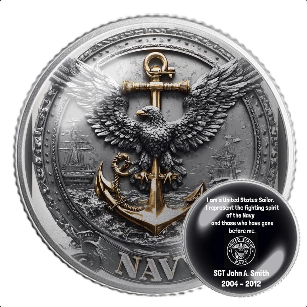 U.S. Navy Sailor’s Creed Challenge Coin – Personalized 40mm Custom Navy ...