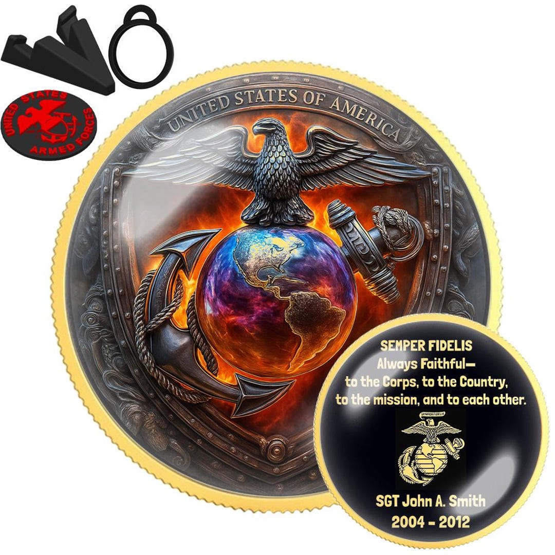 USMC Challenge Coin | Semper Fidelis Veteran Gift | Marine Corps - Etsy