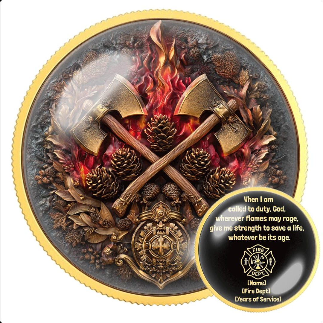 Custom Firefighter Coin – Personalized Name, Station & Date – Fire ...