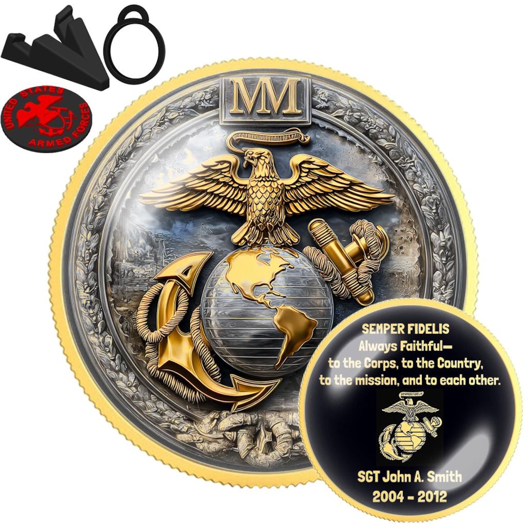 Marine Corps Coin | Eagle Globe Anchor | USMC Gift | Challenge Coin | Marine Veteran Gift ...