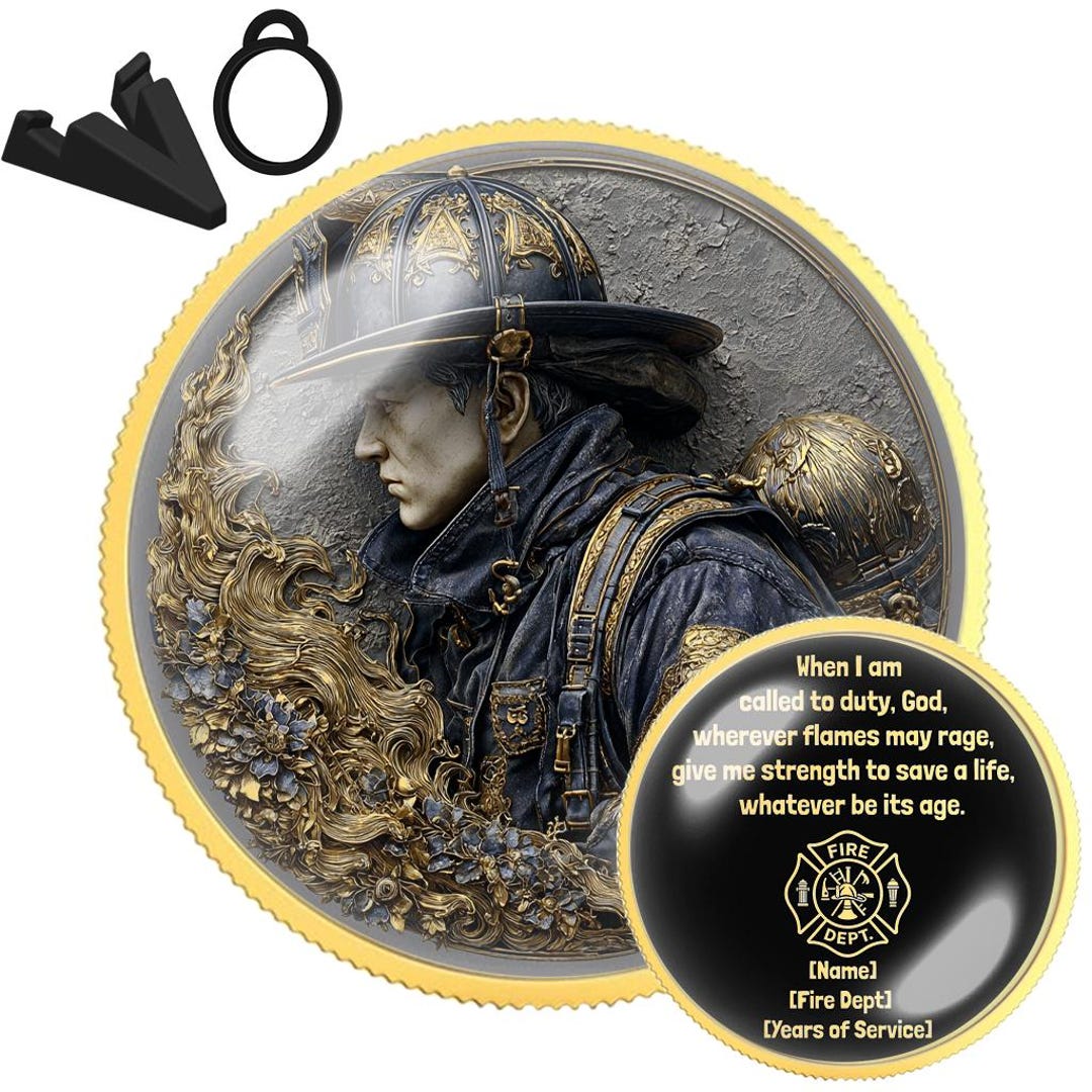 Custom Firefighter Challenge Coin | Fire Department | Engraved Name ...
