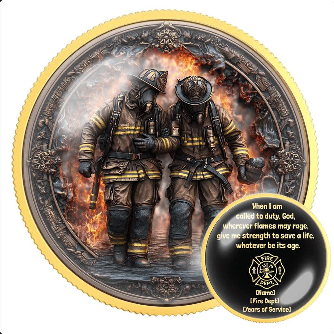 Fire Department Coin | Thin Red Line | Retirement Gift | Firefighter ...