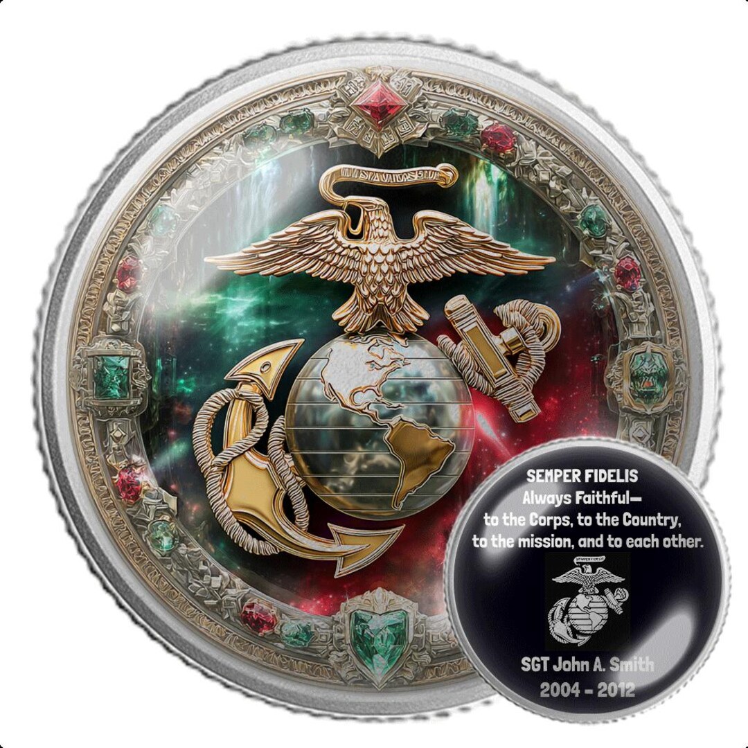 Custom U.S. Marine Corps Coin – Semper Fidelis, Personalized Name, Rank ...