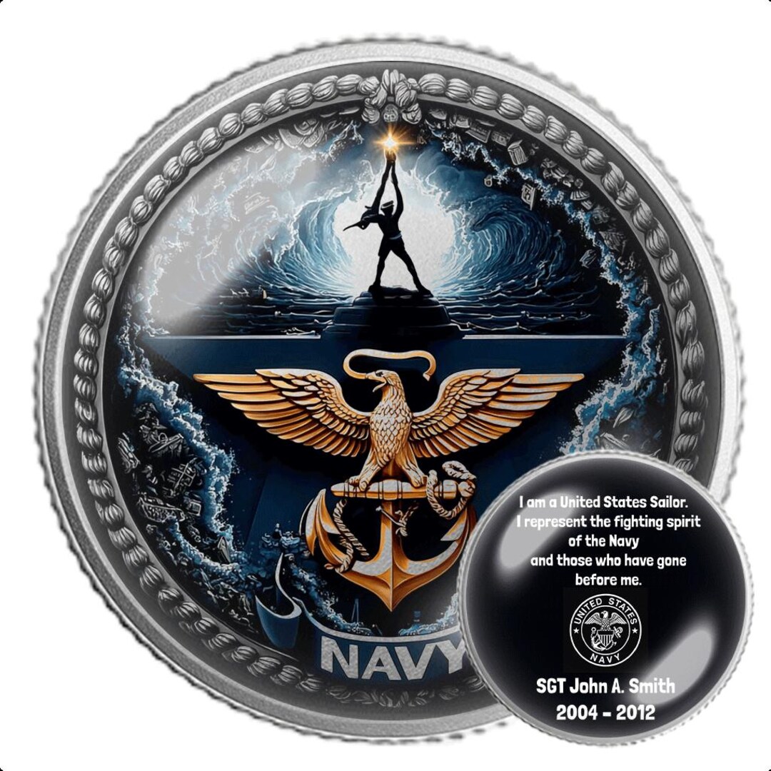 U.S. Navy Sailor’s Creed Challenge Coin – Personalized 40mm Custom Navy ...