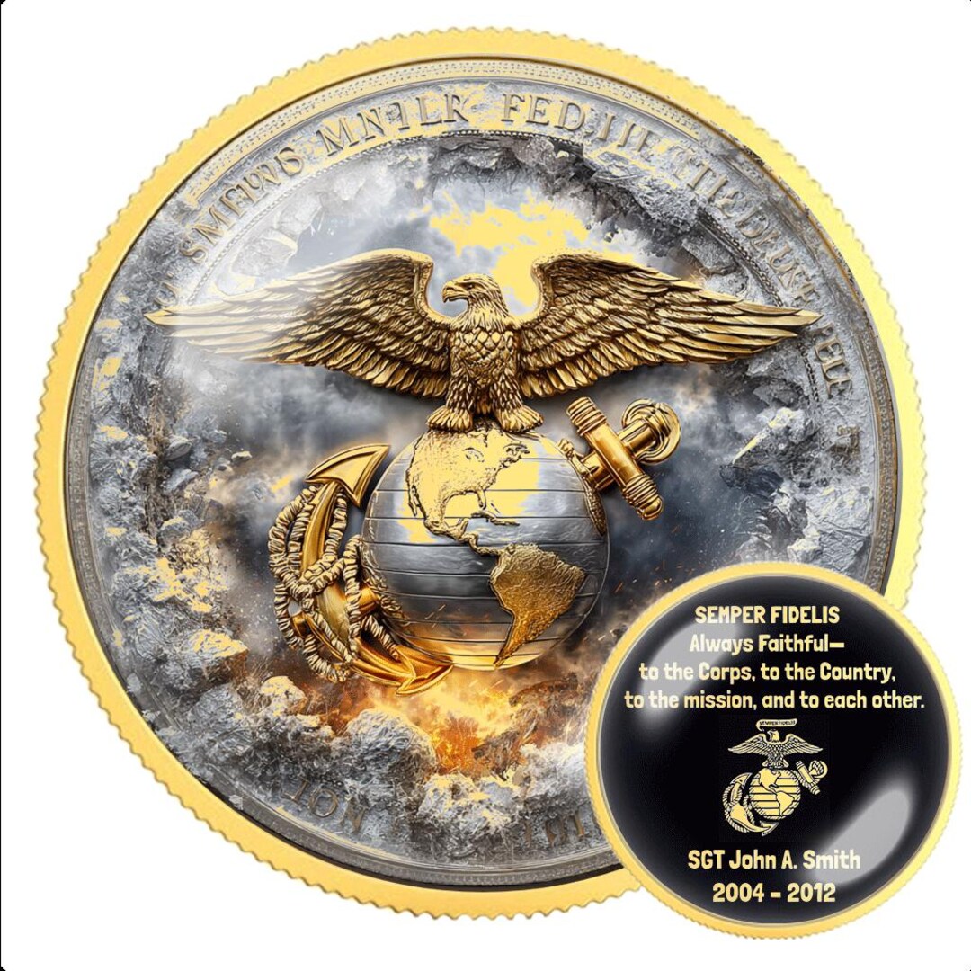 Custom Usmc Marine Corps Challenge Coin, Semper Fi Coin, Eagle Globe ...