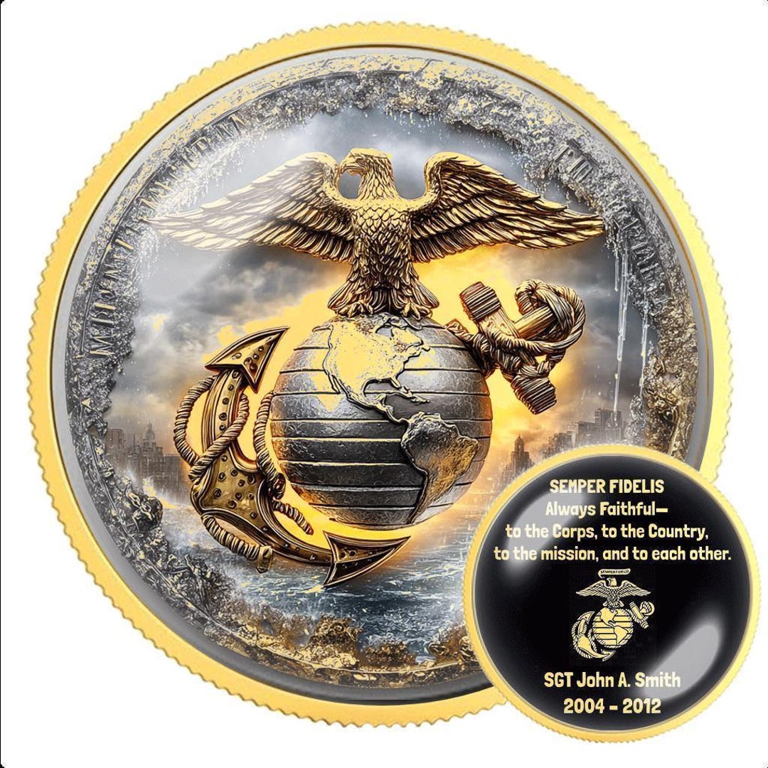 Personalized USMC Challenge Coin – Semper Fidelis, Veteran Gift (40mm ...