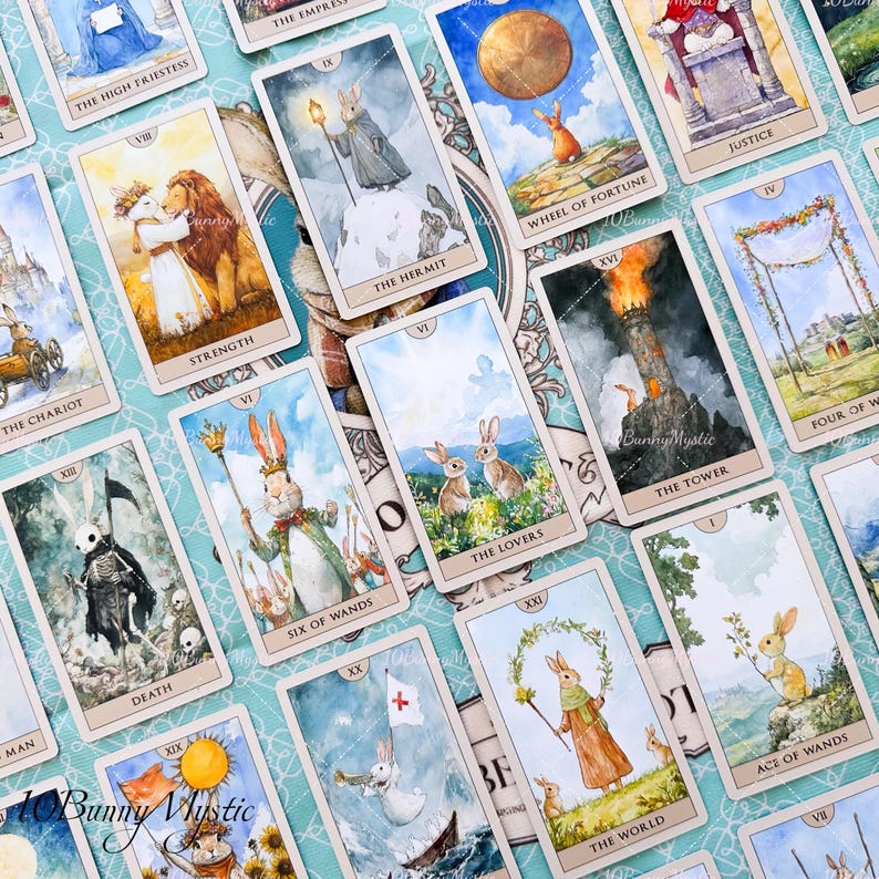 Watercolor Rabbit Tarot Deck, 78 Cards, Rider Waite - Etsy