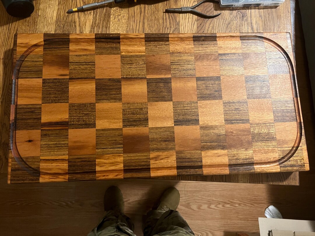 Checkerboard Cutting Board: Shedua & Tigerwood Butcher Block With Juice ...