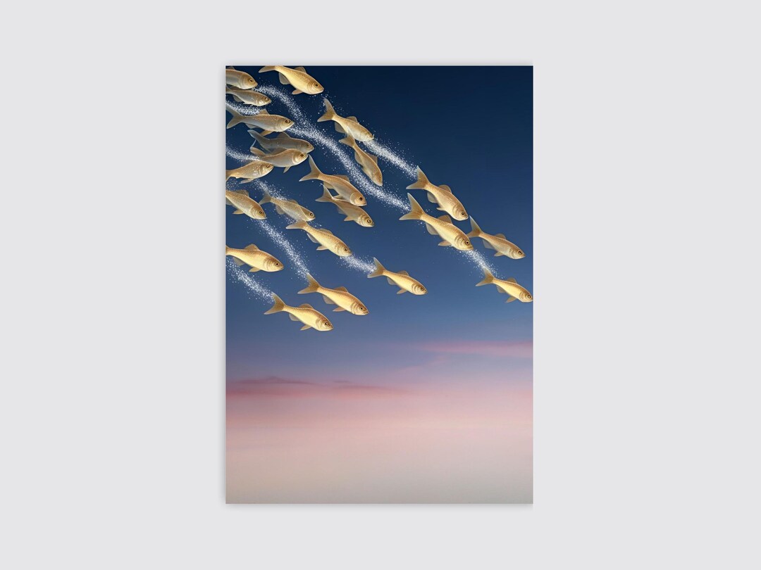 Celestial Fish Wall Art- DIGITAL DOWNLOAD | Sunset Pink & Blue Print ...