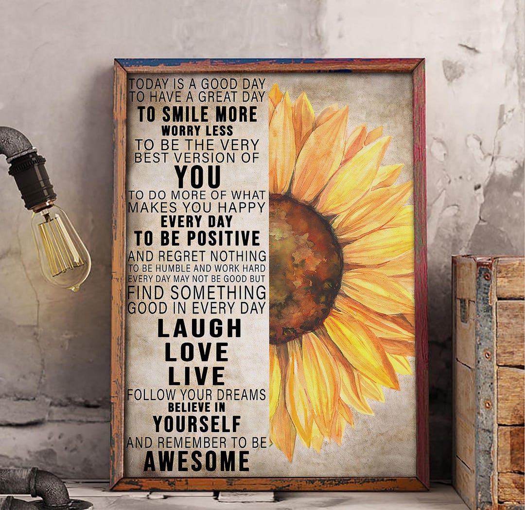 Sunflower Inspirational Quote Poster or Canvas, Positive Affirmations ...