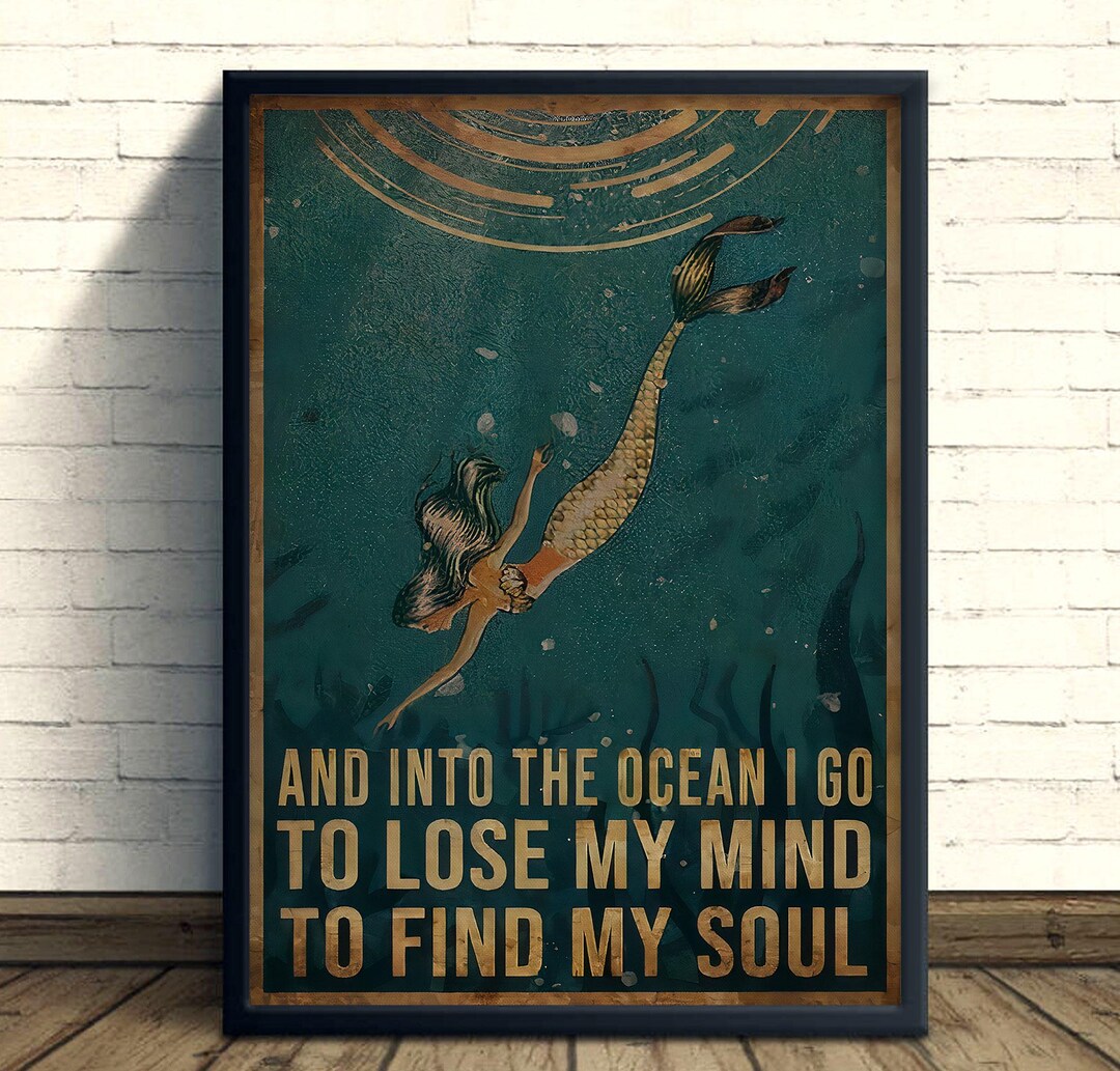 Ocean Mermaid Wall Art Poster or Canvas, Inspirational Home Decor ...