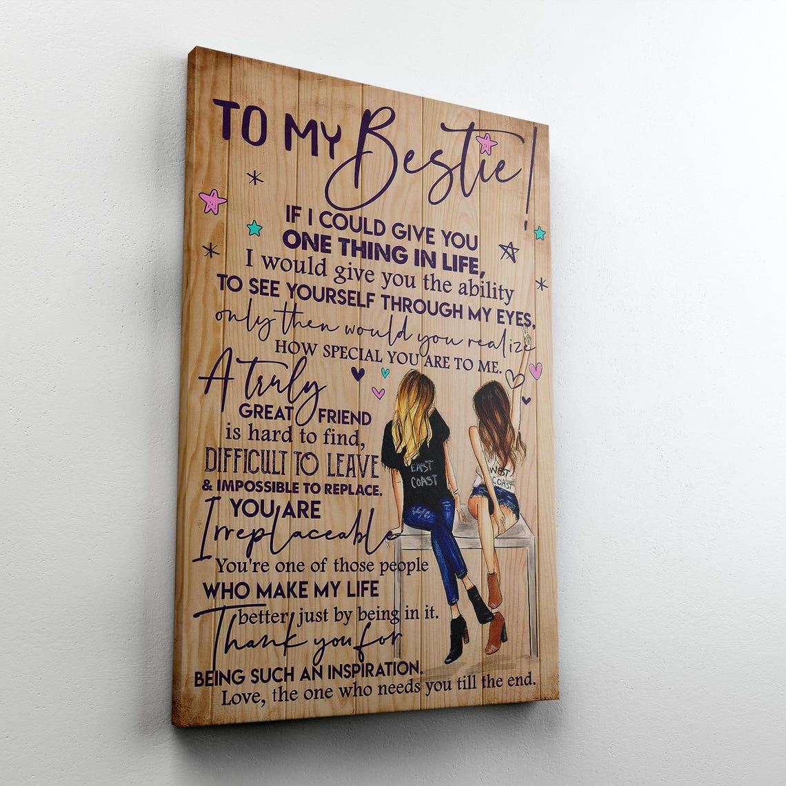 To My Bestie Gift Poster or Canvas, Sentimental Quote Wall Art ...