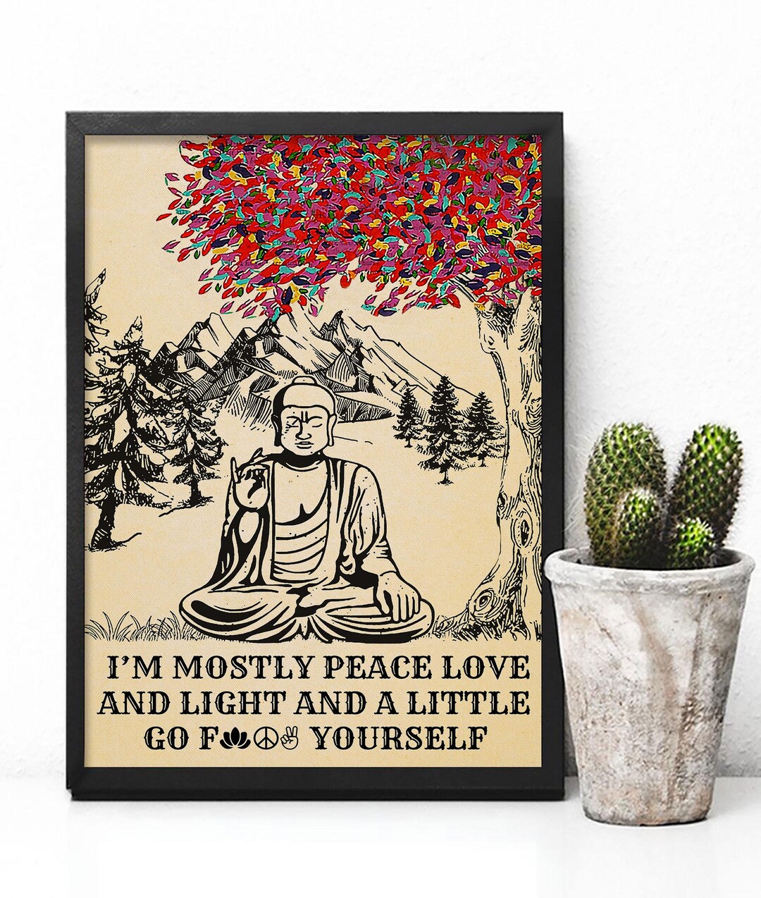 Funny Buddha Quote Poster, Sarcastic Meditation Wall Art, Spiritual ...