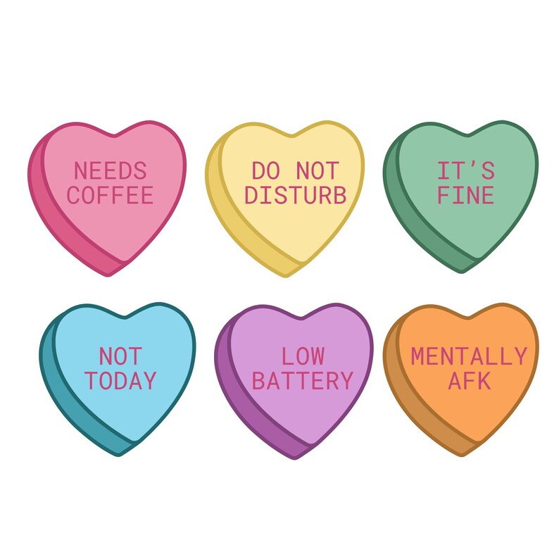 Funny Valentines Conversation Hearts Design, PNG Digital Download - Etsy