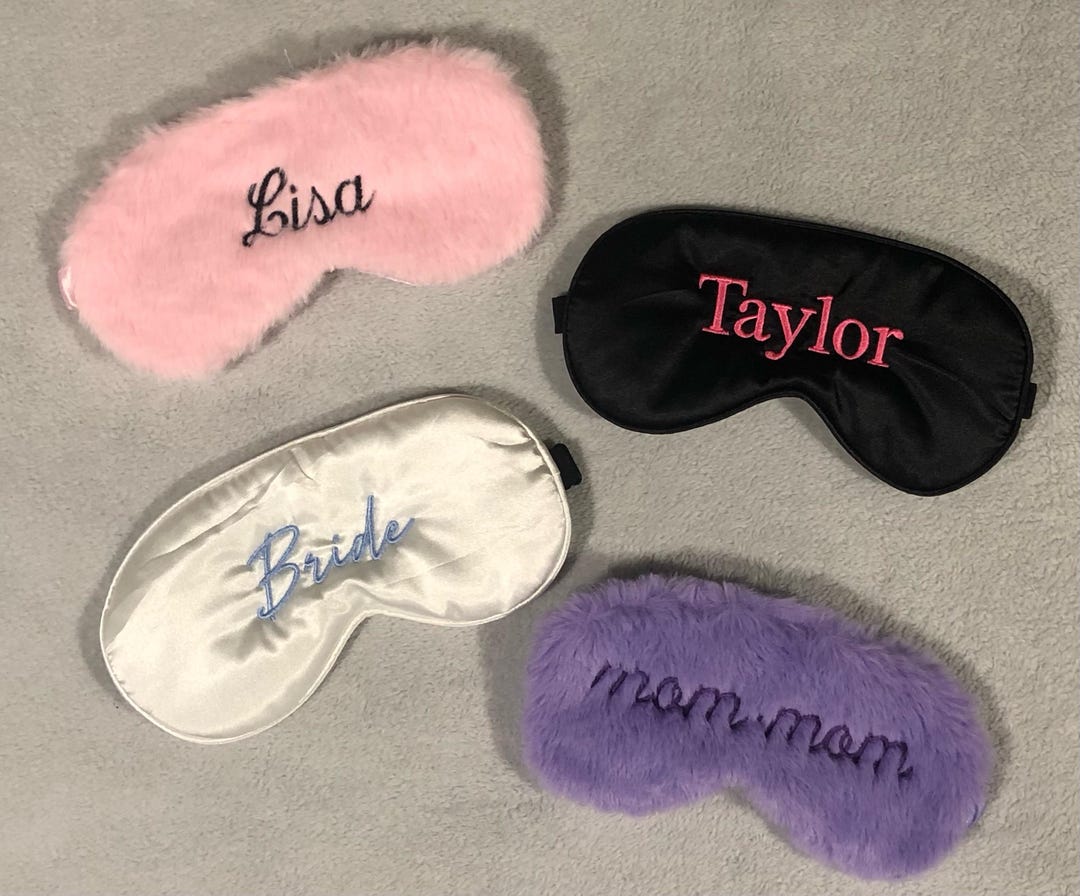 Custom Embroidered Sleep Eye Mask, Personalized Bridesmaid Gift, Travel ...