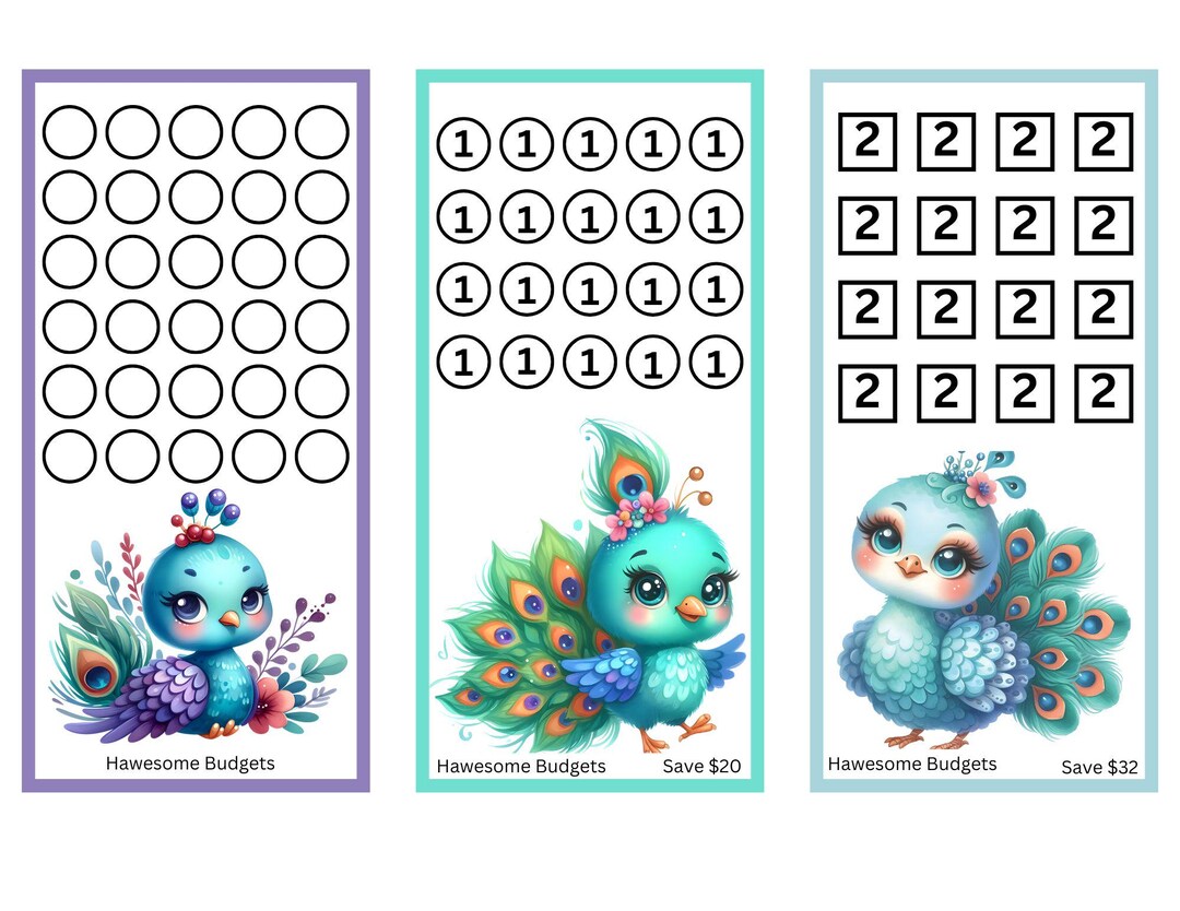 Peacock Mini Saving Challenge: Fun Cash Stuffing (PDF Downloadable ...