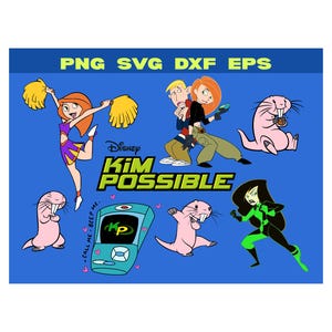 Kim Possible Clipart Bundle – PNG SVG DXF Eps | Kim, Shego, Ron, Rufus ...