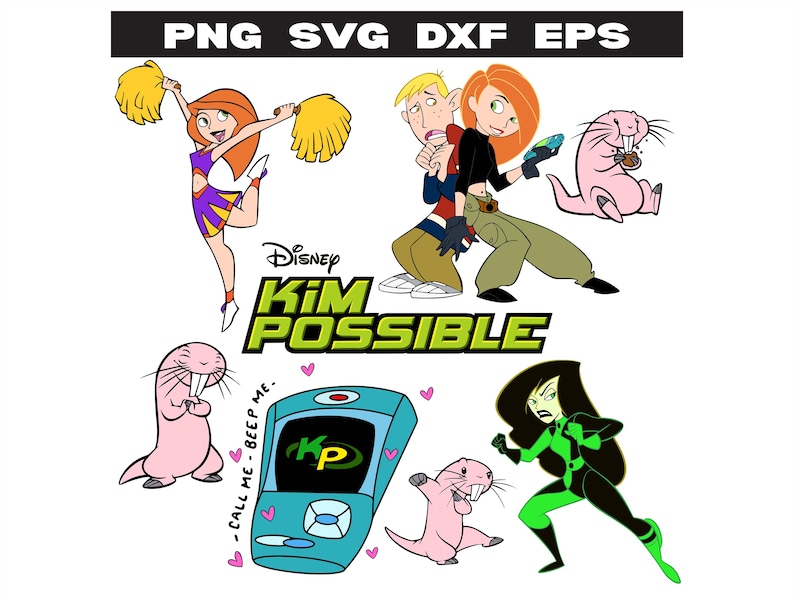 Kim Possible Clipart Bundle – PNG SVG DXF Eps | Kim, Shego, Ron, Rufus ...