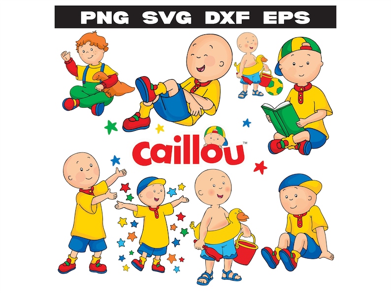 Caillou Clipart Bundle | SVG PNG EPS Dxf | Kids Cartoon Characters and ...