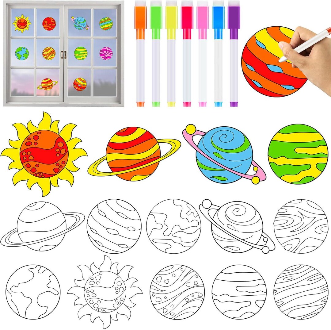 30 Set Solar System Arts Crafts for Kids Outer Space Suncatchers Craft ...