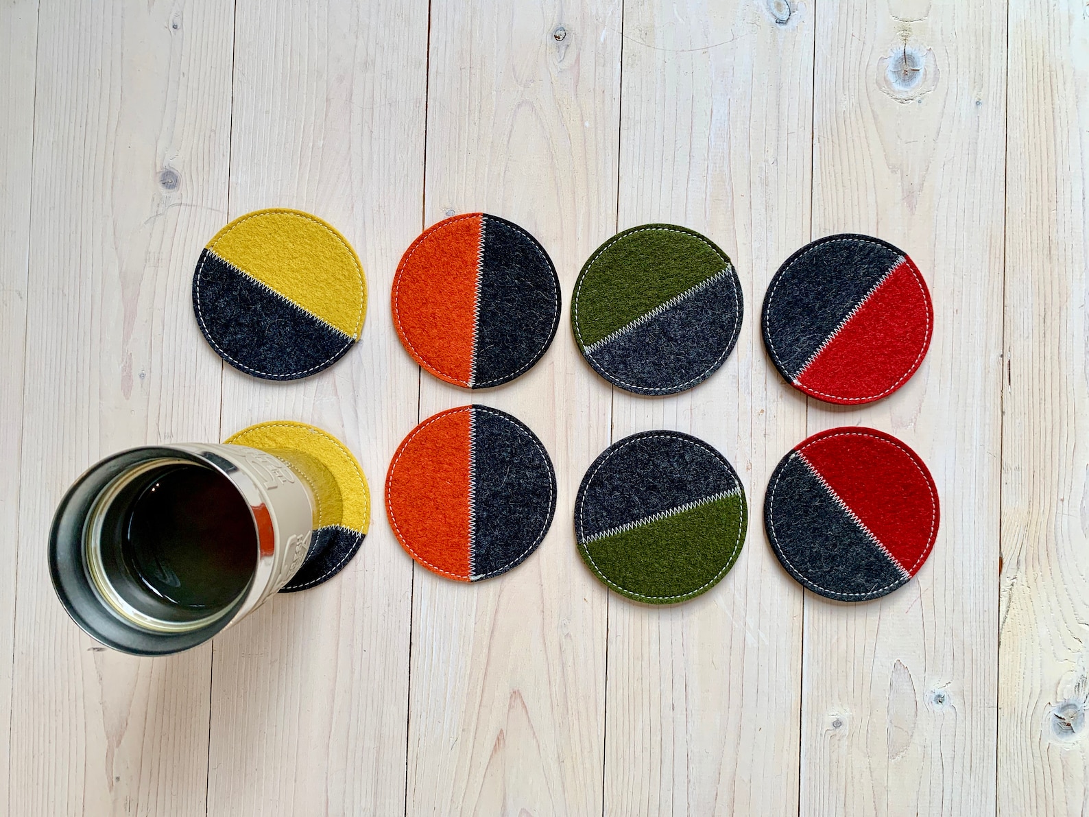 Wool Felt Coasters Eco Gift Round Coasters Housewarming - Etsy