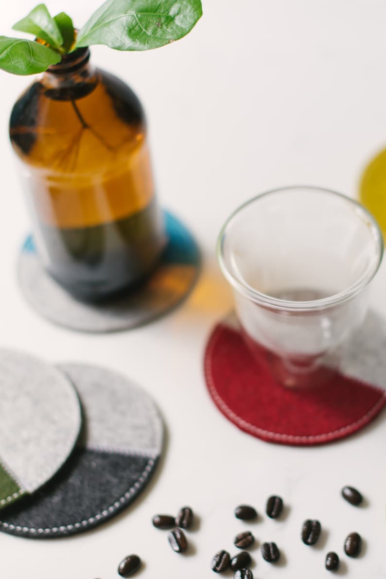 Wool Felt Coasters eco gift round coasters housewarming | Etsy