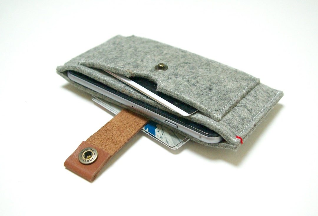 Wool Felt iPhone Wallet Case: Grey Phone Sleeve, Card Holder - Etsy