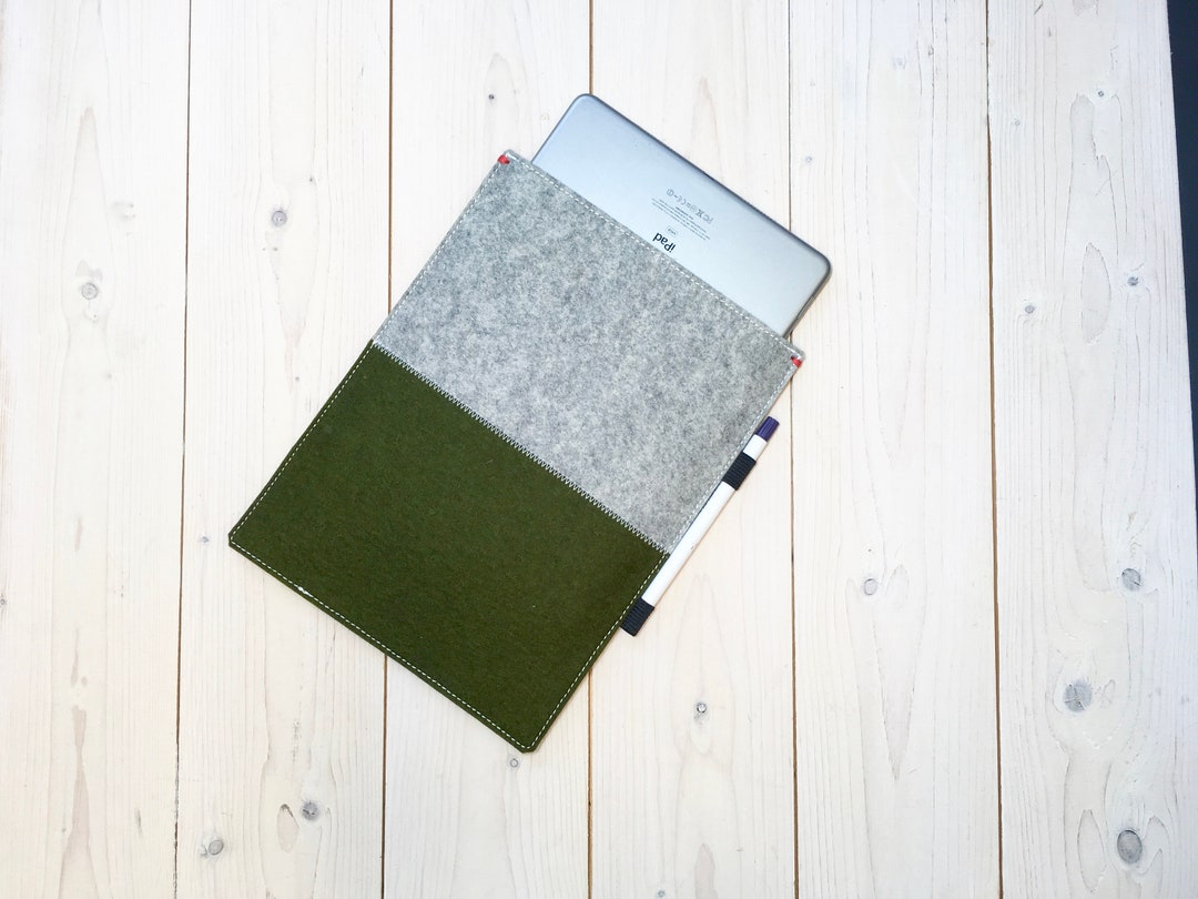 Moss Green Felt iPad Pro Sleeve: Wool Tech Case With Pencil Holder - Etsy