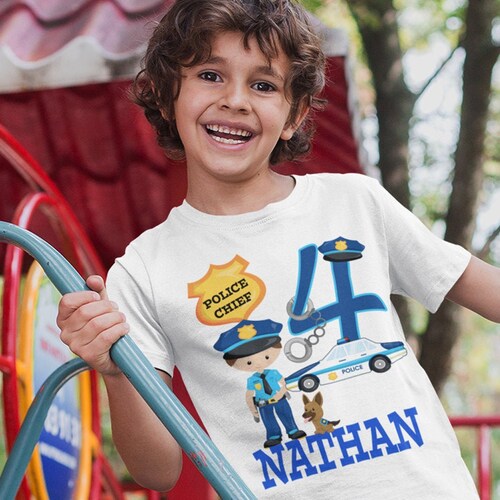 BOY Policeman Birthday Shirt Kids Personalized Policeman | Etsy