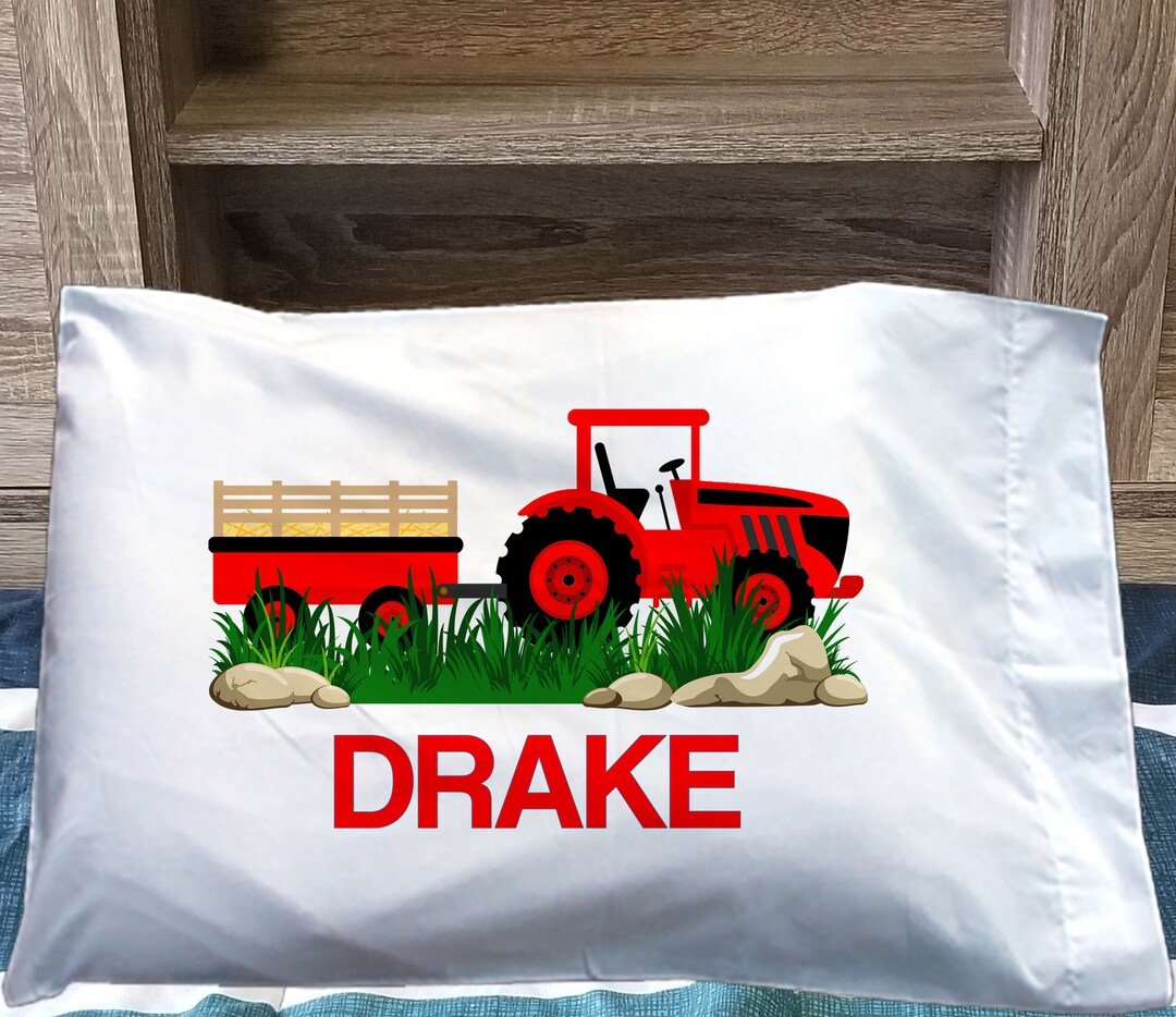 Personalized Kids Tractor Pillowcase: Farm Decor, Custom Name - Etsy