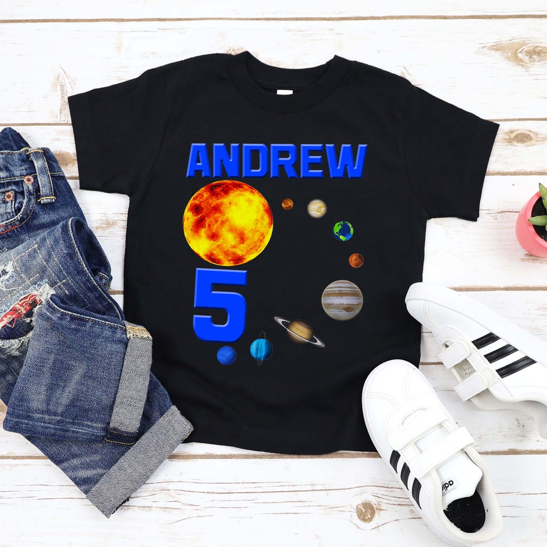 Solar System Birthday Shirt - Outer Space Bday Tshirt - Personalized ...