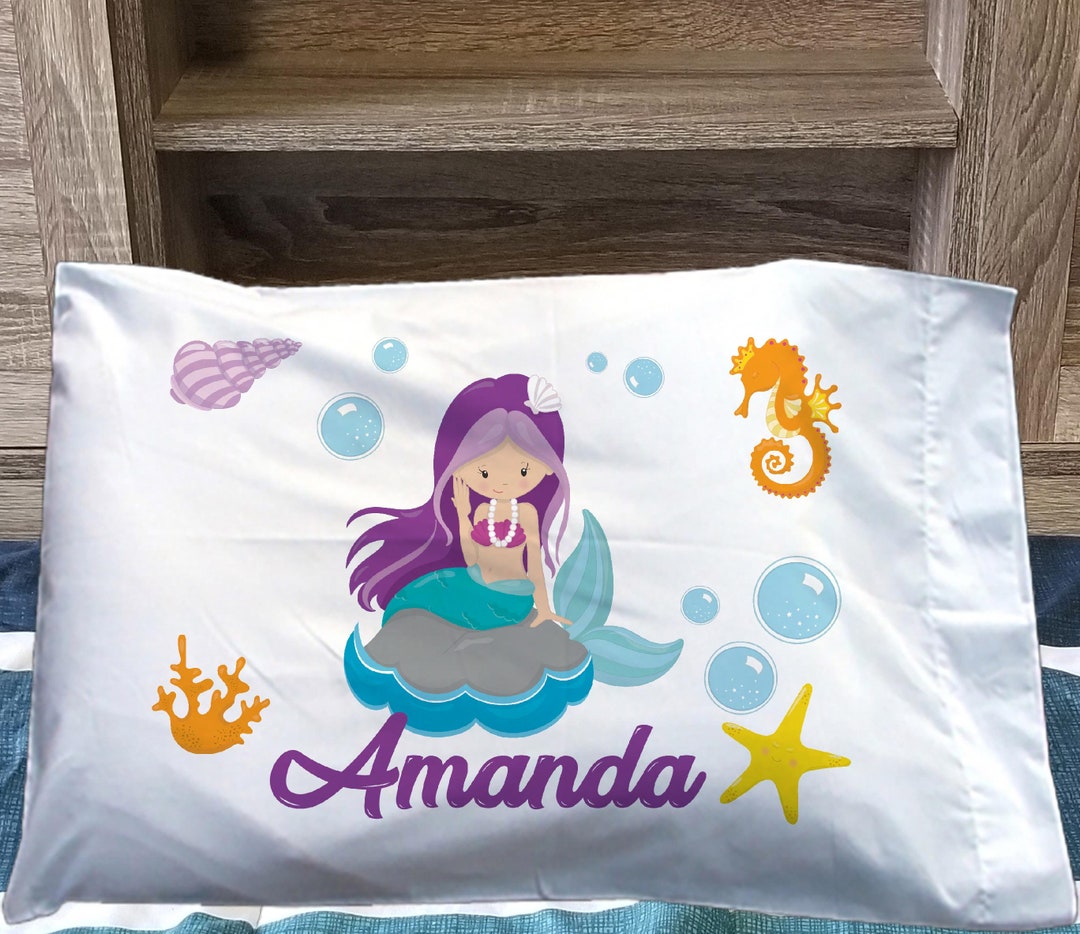 Personalized Kids Pillowcase - Girls Mermaid Pillowcase Personalized ...