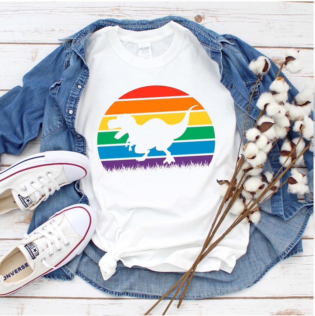 Rainbow Dinosaur T-rex Pride Shirt - LGBTQ2S+ Pride Colors - Etsy