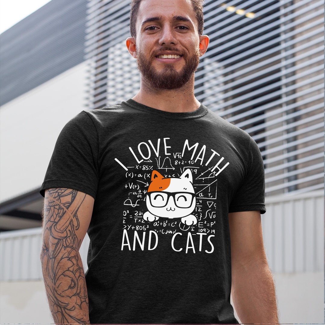 Math Shirt - I Love Math and Cats - Cute Mathematics Cat T-shirt ...