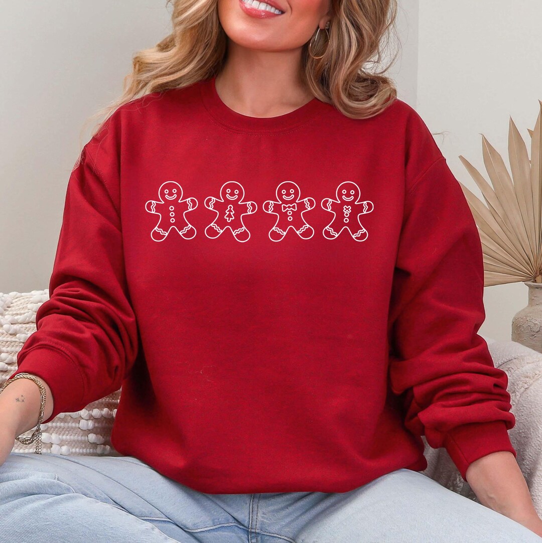 Gingerbread Men Christmas Sweater: Holiday Baking Crewneck Sweatshirt ...