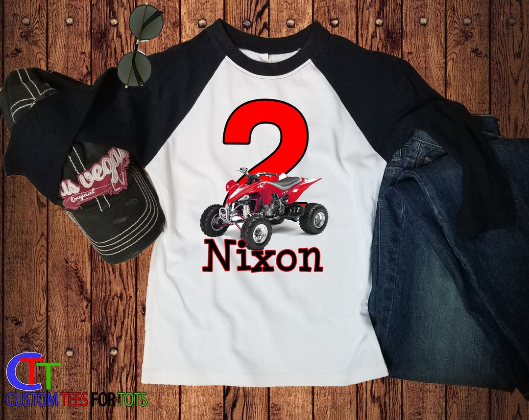 Red Quad Birthday Shirt - Personalized ATV Dirtbike Raglan With Name ...