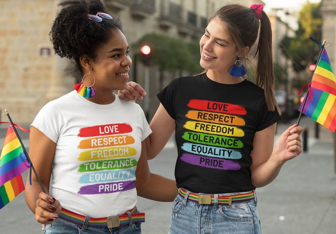 Pride Shirt - Love Respect Freedom Tolerance Equality Men or Women ...