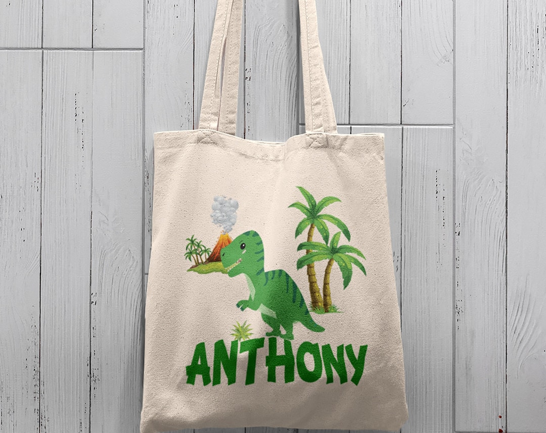 Personalized Dinosaur Tote Bag: T-rex Cotton Canvas - Etsy