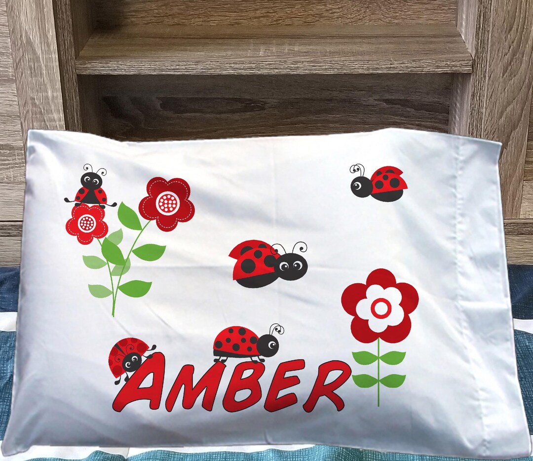 Personalized Kids Pillowcase - Girls Ladybug Pillowcase Personalized ...
