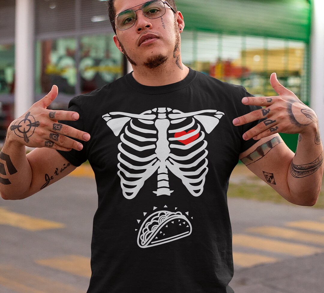 X-ray Skeleton Taco Halloween Shirt - Funny Ribcage Costume T-shirt for ...