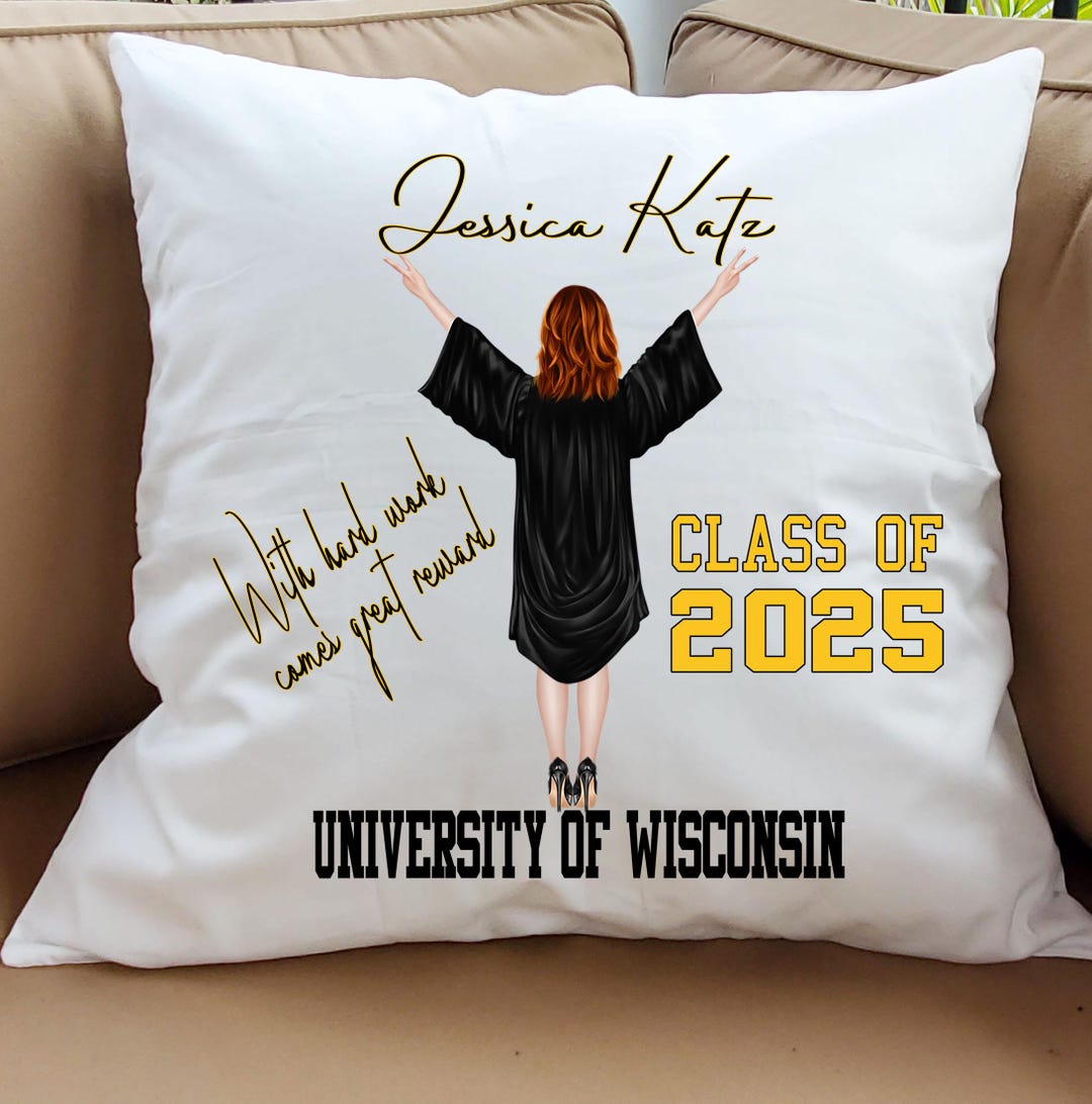 Personalized Girls Grad Throw Pillow - College Graduation Gift ...