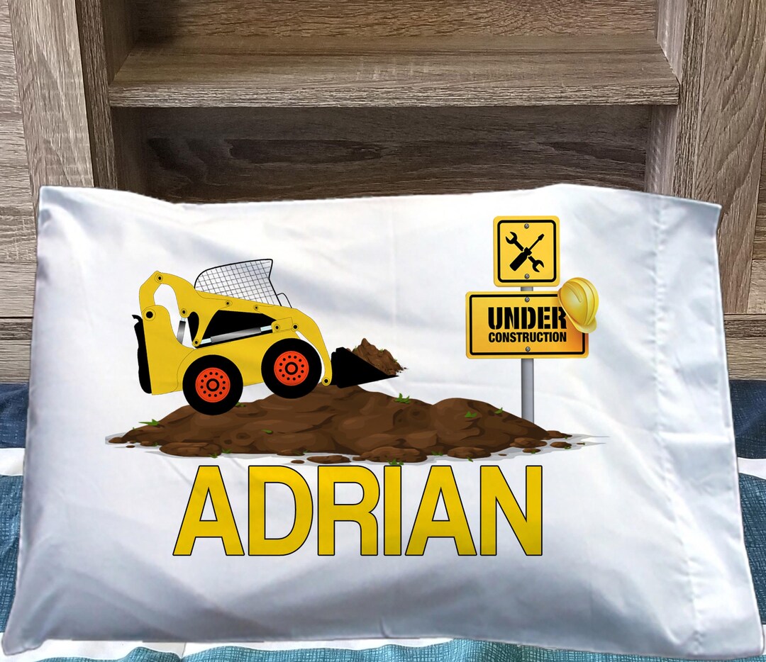 Construction Personalized Pillowcase - Kids Digger Pillow Custom ...